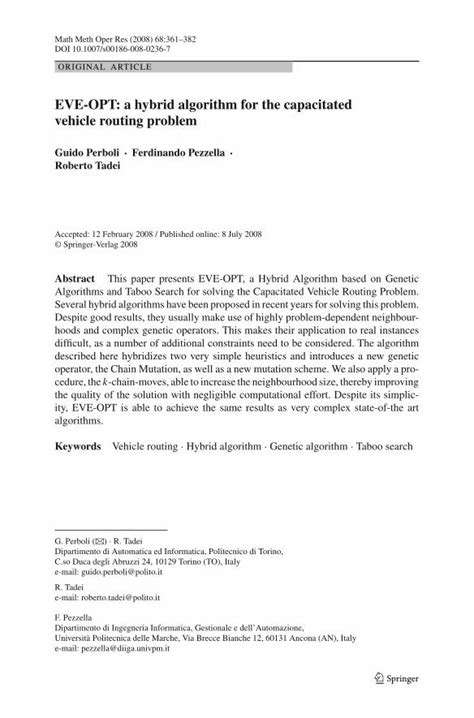 pdf eve opt a hybrid algorithm for the capacitated vehicle routing problem dokumen tips