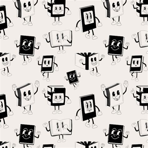 Premium Vector Seamless Pattern With Big Set Of Books 30s Cartoon