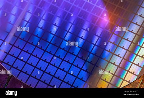 Silicon Wafers With Microchips Used In Electronics For The Fabrication Of Integrated Circuits