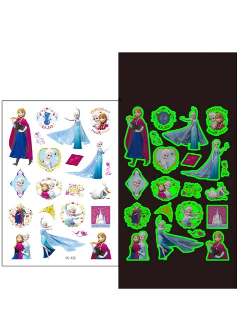 Glow In The Dark Frozen Princess Elsas Anna Temporary Tattoo Luminous Stickers Body Art Sticker