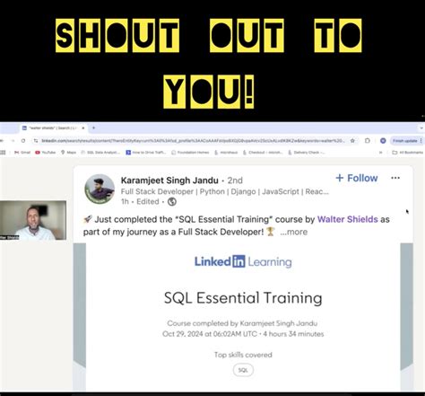 Walter Shields On Linkedin Respectthehustle Sqlskills Keeplearning Linkedinlearning