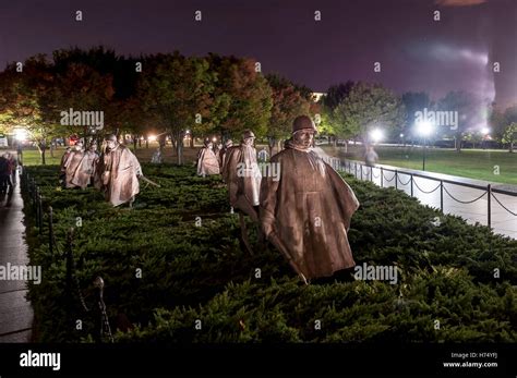 Korean War Memorial At Night