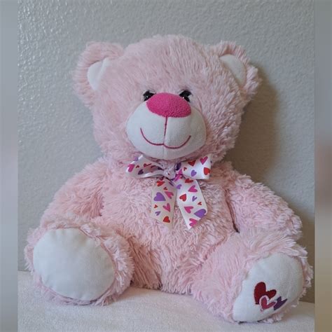 Kellytoy Toys Pink Teddy Bear Plush 6 Stuffed Animal Ribbon Hearts