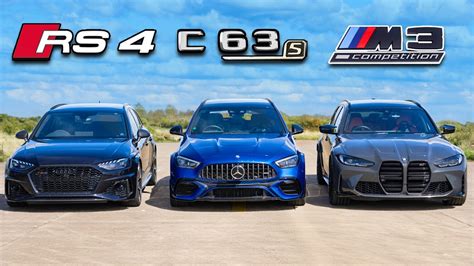 Watch Wagons Drag Race Mercedes Amg C63 S Vs Bmw M3 Vs Audi Rs 4