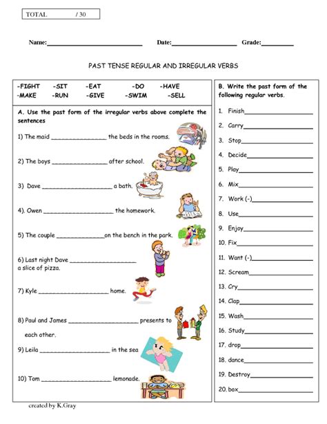 Regular And Irregular Verbs Worksheets