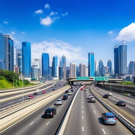 Premium Photo A Highway With A Freeway And A City In The Background