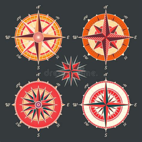 Vintage Marine Wind Rose Nautical Chart Colorful Navigational Compass