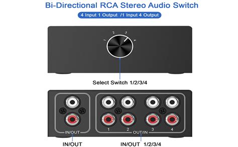 Unstincer Audio Switch Rca Lr 41 In 14 Out Analog Stereo Aux
