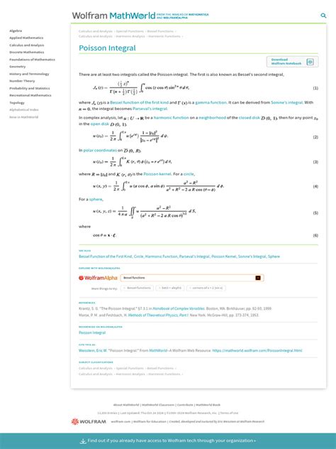 Poisson Integral From Wolfram Mathworld Pdf Mathematical Analysis Integral