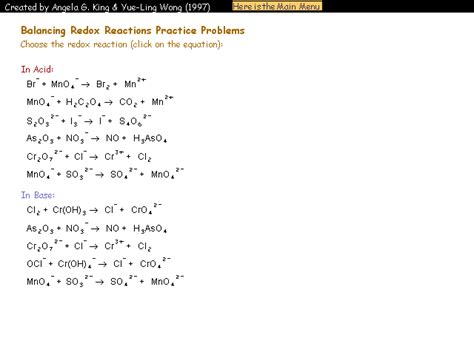 Redox Practice Problems With Answers