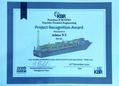 Athira N S On Linkedin Grateful And Delighted To Recieve The Project Recognition Award For My