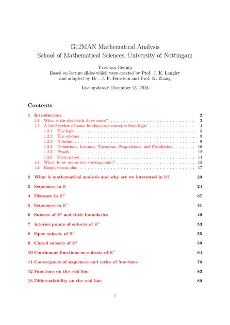 mathematical analysis lecture notes to be used as a pre requisite for