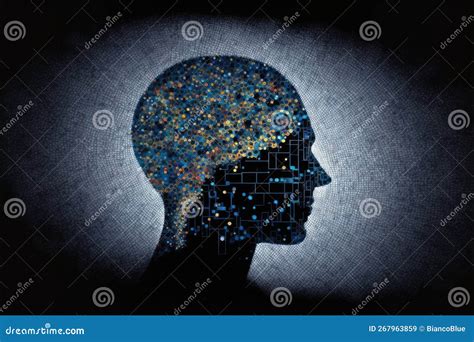 Genius Human Head With Ai Brain Artificial Intelligence Virtual Thinking System Stock