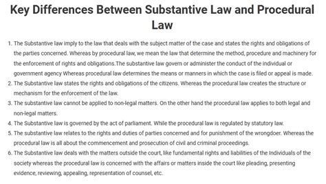 Substantive Law Vs Procedural Law Law Thesaurus