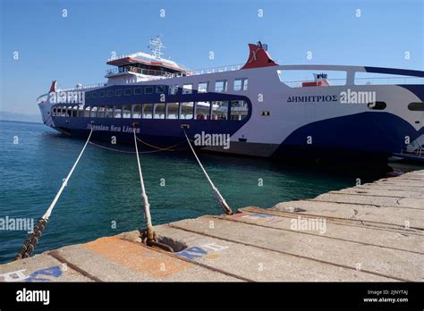 Ferry Boats Harbor Thassos Island Macedonia North Eastern Greece