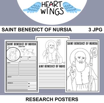 Saint Benedict Of Nursia Research Posters 3 Posters By Heart Wings
