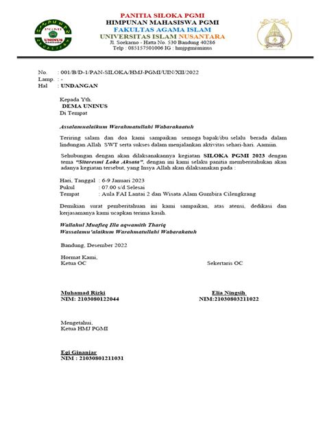 Contoh Surat Undangan Dema Pdf