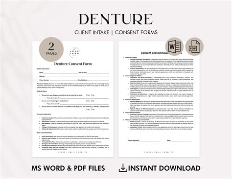 Denture Consent Form Template Printable Dental Forms For Dentists And