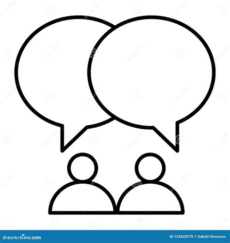 Two People And Dialogue Thin Line Icon Communication Vector Illustration Isolated On White