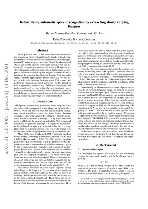 Pdf Robustifying Automatic Speech Recognition By Extracting Slowly