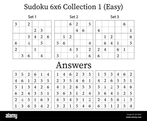 Sudoku Puzzle 6x6 Collection 1 Easy With Answers Fun Brain Training