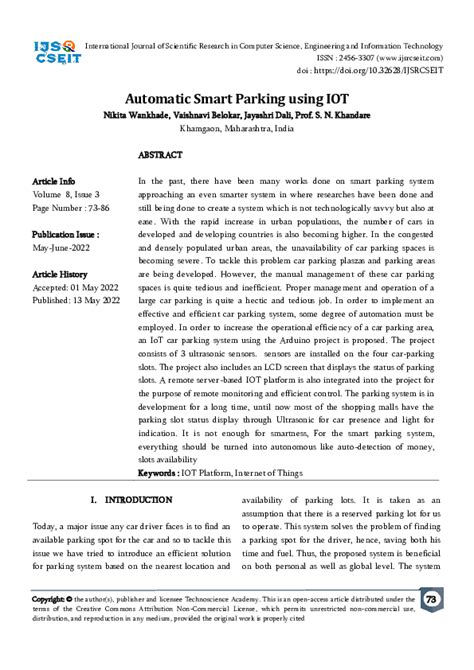 pdf automatic smart parking using iot international journal of scientific research in