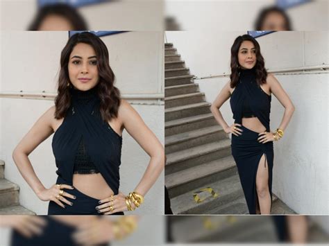 Shehnaaz Gill Shows Sexy Legs In Bold Black Dress Shehnaaz Expose Body