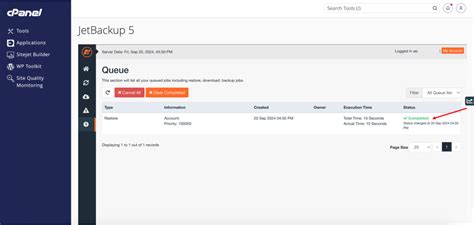 how do i restore a mysql database using jetbackup