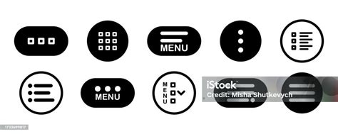 Set Of Black Menu Buttons For Website Ui Navigation Hamburger Web And Mobile App Menu Icons