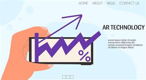 Ar 기술 증강 현실 비즈니스 배너 방문 페이지 벡터 일러스트 레이 션 플랫 스타일 프리미엄 벡터