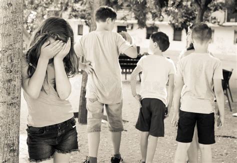 Playing Hide And Seek Girl Covering Eyes Her Hands Stock Image Image