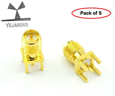 Pcs Lot RP SMA Female Male Pin Panel Mount PCB Solder Straight Gold Plated Connector Free