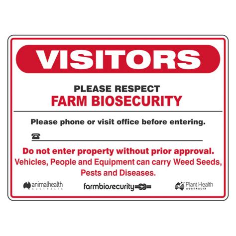 Biosecurity Sign Visitors Please Respect Farm Biosecurity Premium