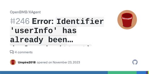 Error `identifier Userinfo Has Already Been Declared 2812