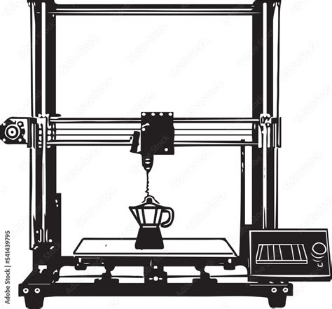 3d Printing Machine Vector 3d Printer At Work On A Bonsai Tree Table