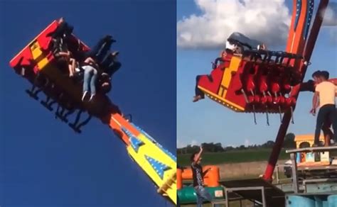 Video ¡qué Miedo Mujer Queda Colgando En El Aire En Juego Mecánico