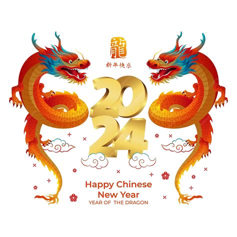 Premium Vector Happy Chinese New Year 2024 Year Of The Dragon With Colorful Dragon And Golden