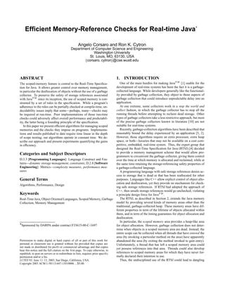 Efficient Memory Reference Checks For Real Time Java PDF