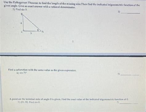 Solved θ Is An Acute Angle And Sinθ And Cosθ Are Given Use