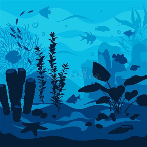 矢量海洋世界 海藻鱼和珊瑚 水生生态系统 向量例证 插画 包括有 设计 深深 生活 横向 269254893