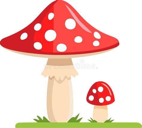 Fly Agaric Mushrooms Vector Drawn Cartoon Amanita Muscaria