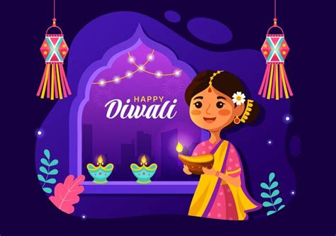 Fröhliche Diwali Hindu Vektorillustration Mit Indischem Rangoli