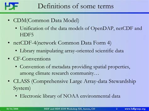 Ppt Storing Eos Data Using Hdf5 Archival Information Package