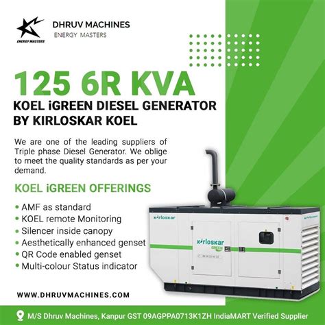 125 Kva 6r Kirloskar Koel Igreen Diesel Generator 3 Phase At ₹ 915712