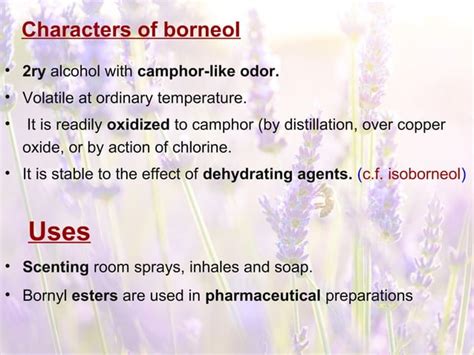 Phytochemistry Essential Oils Terpene Alcohols Ppt