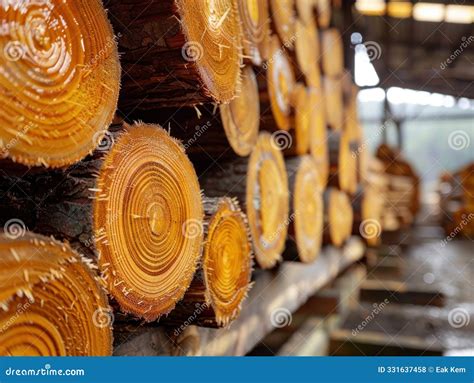 Sawmill Logs Raw Material For Timber Production Forest Product Logs