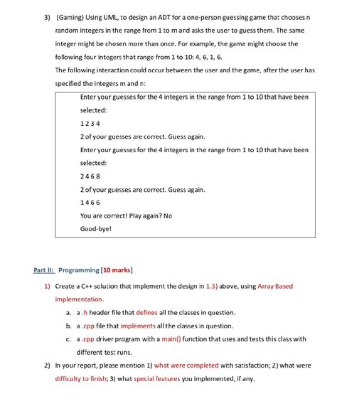 Solved 3 Gaming Using Uml To Design An Adt For A