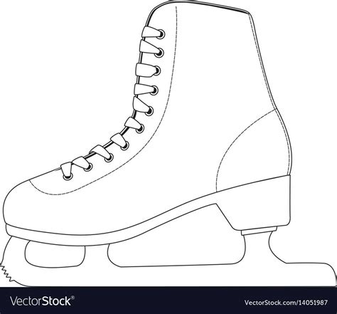 Ice Skate Outline Drawing Side View Vector Illustration Isolated On