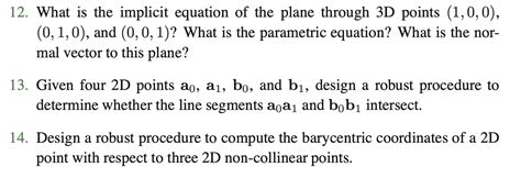 Solved What Is The Implicit Equation Of The Plane Through Chegg