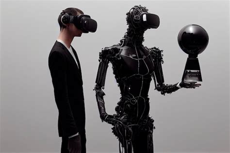 로봇 미래지향적 해석 미래 2025 로봇의 세대 가상현실 프리미엄 사진